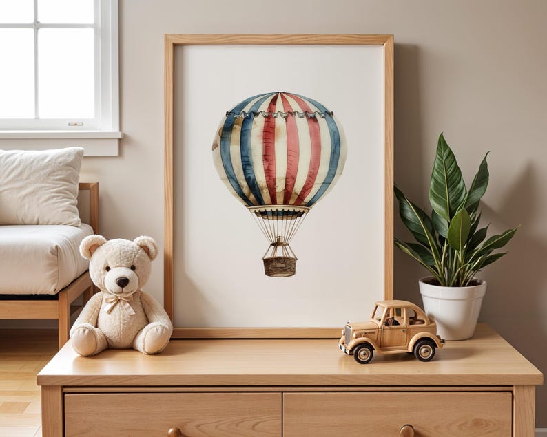 Hot Air Balloon Print, Vintage Poster, Hot Air Balloon Print, Travel ...