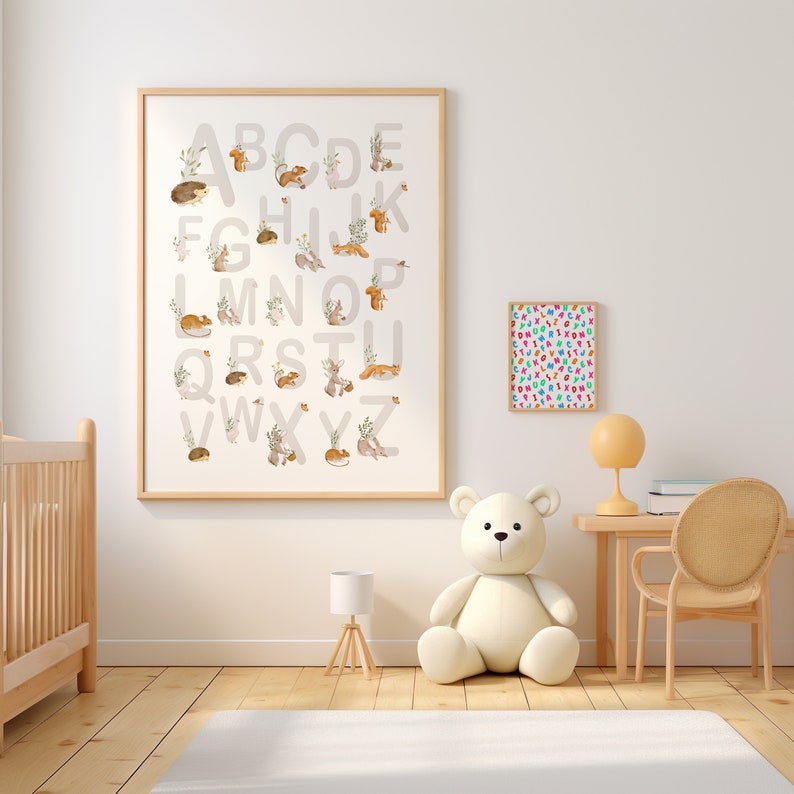 Alphabet Poster, ABC Print, Watercolour Alphabet, Nursery Wall Art ...