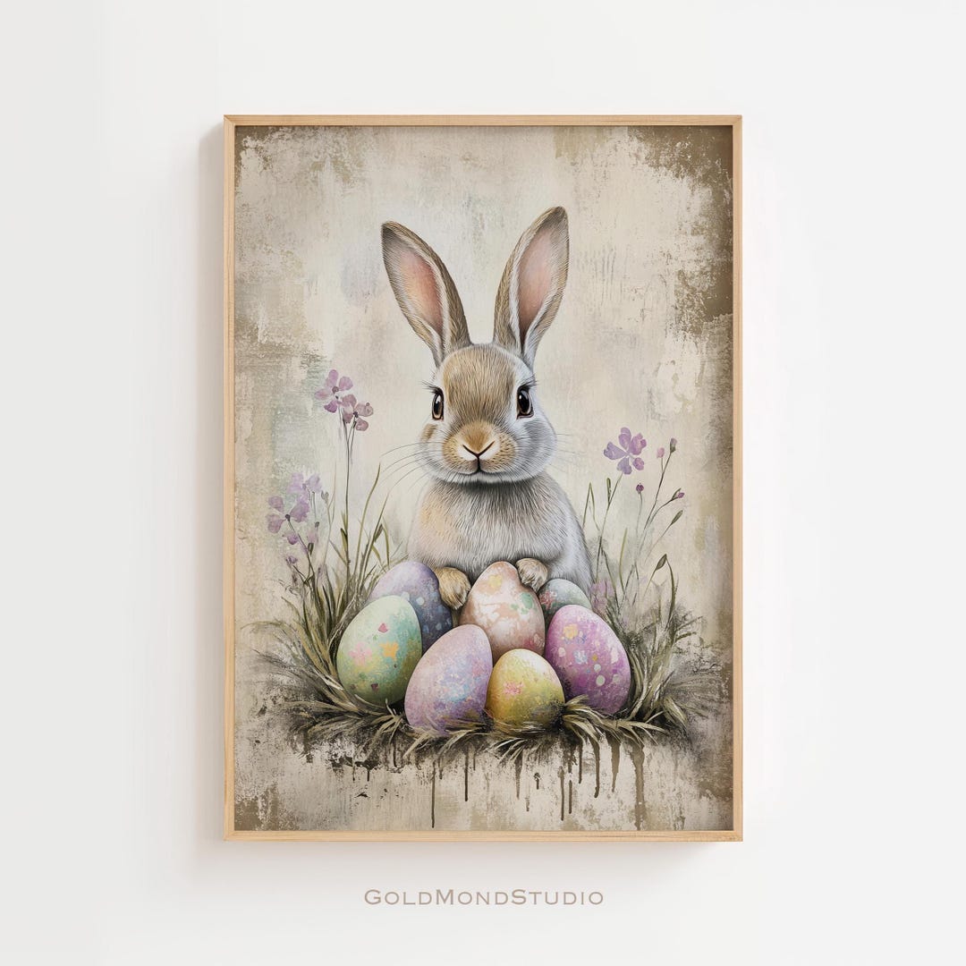 Easter Bunny Print, Easter Bunny, Easter Decor, Rabbit Print, Vintage ...