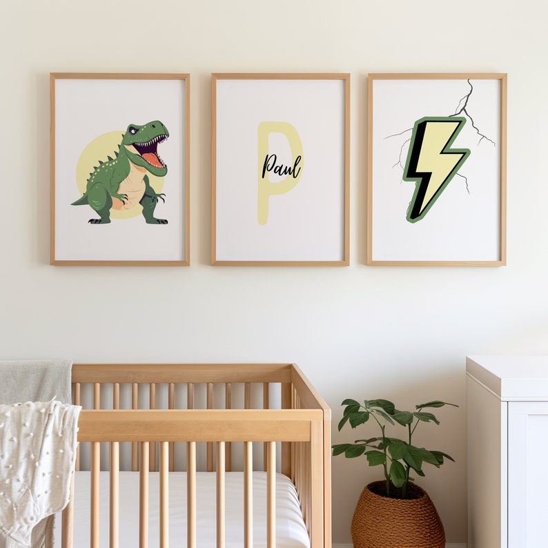 Dinosaur Poster Set, Personalized Poster, Custom Poster, Tyrannosaurus ...