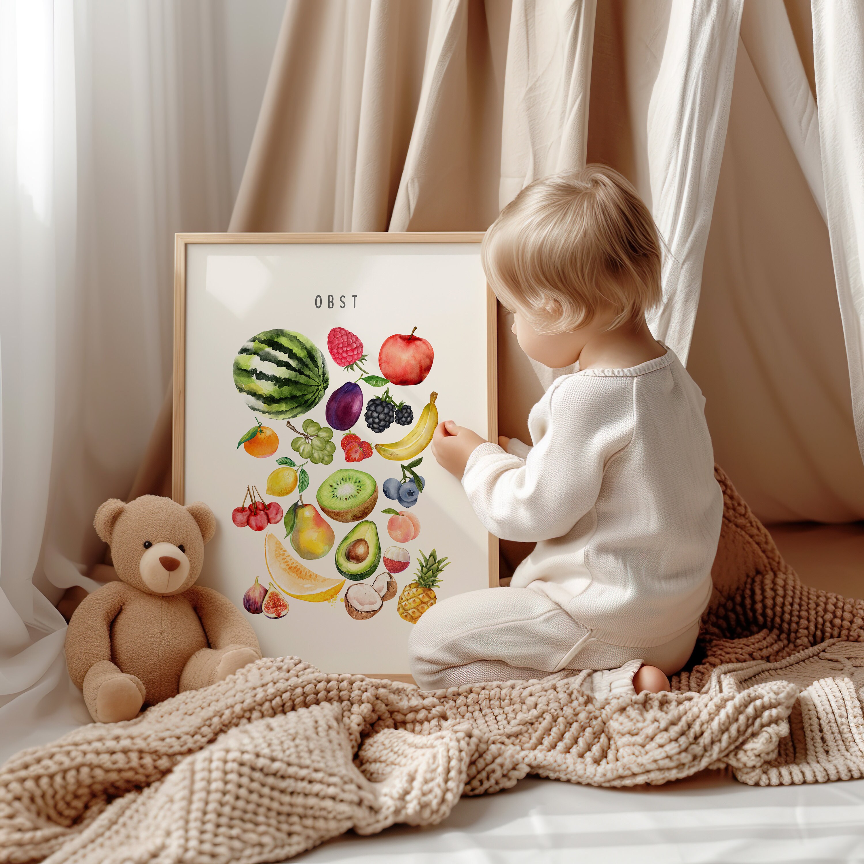 Fruits Poster, Rainbow Fruits, Classroom Poster, Nursery Wall Art ...