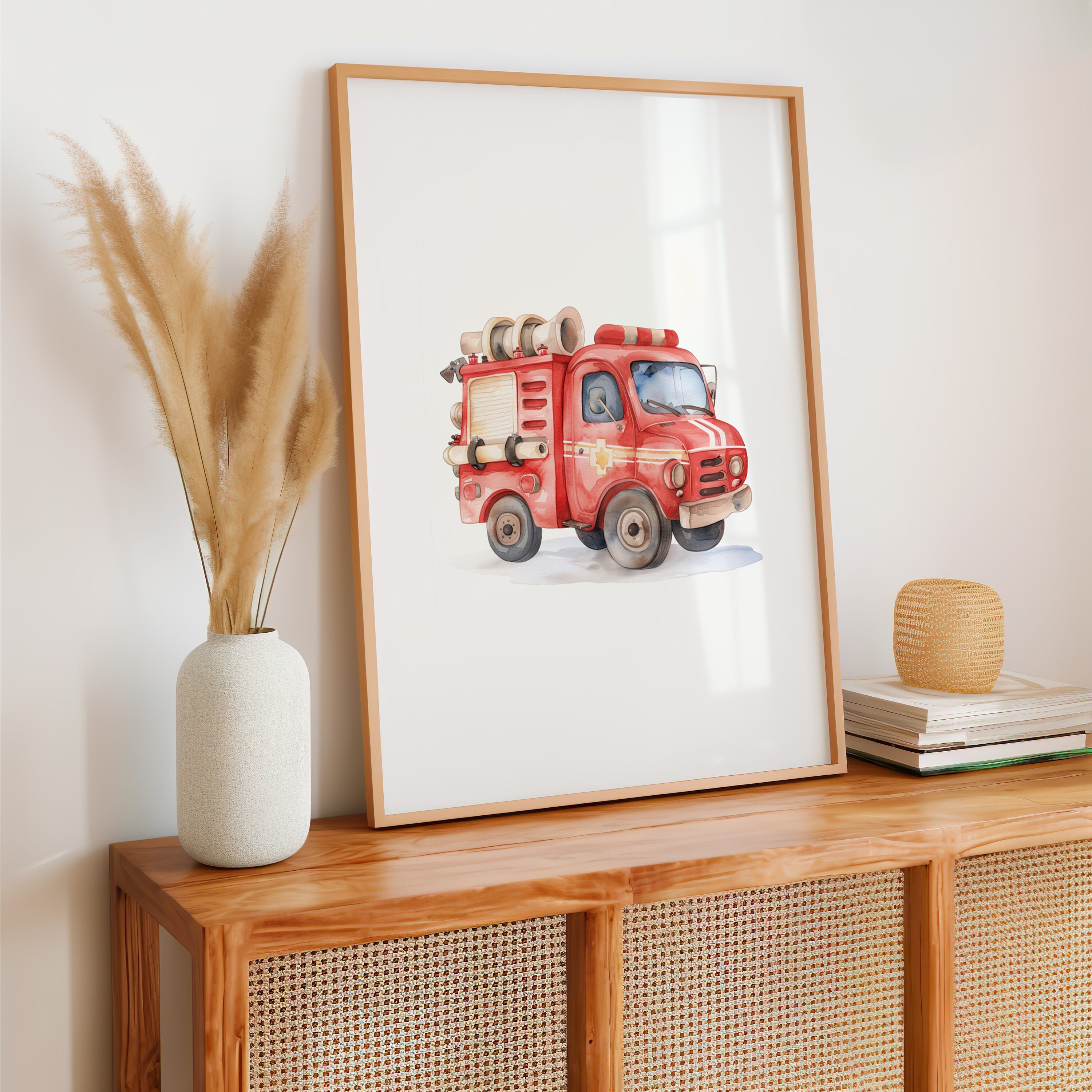 Fire Engine Poster, Fire Truck Print, Nursery Poster, Nursery Wall Art ...