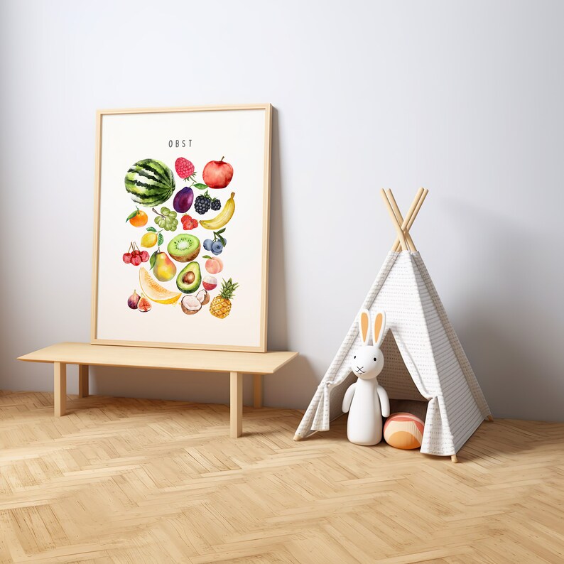 Fruits Poster, Rainbow Fruits, Classroom Poster, Nursery Wall Art ...