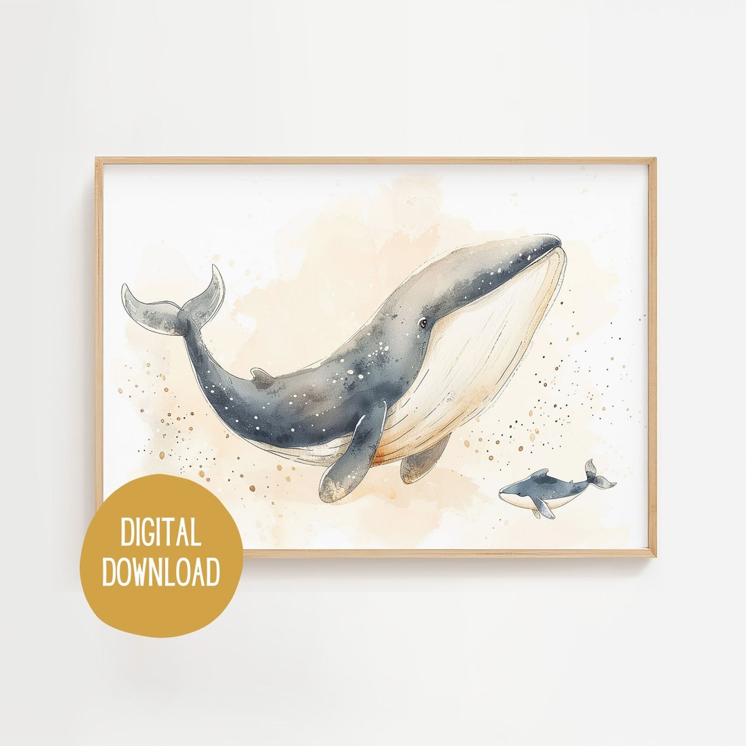 Buckelwal, Wal Poster, Aquarell Wal Poster, Kinderzimmer Wandkunst ...