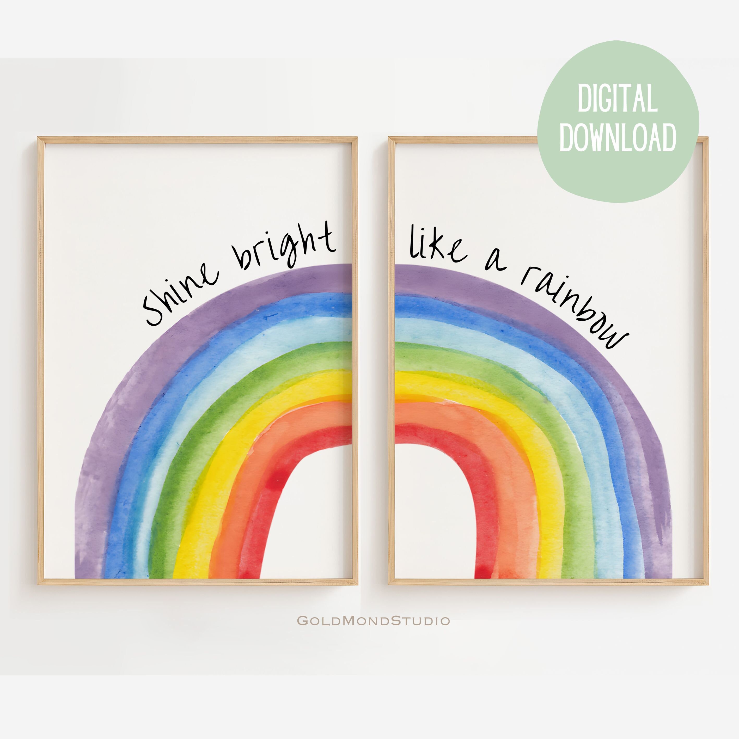 Shine Bright Poster Set, Rainbow Poster, Poster Set of 2, Toddler Wall ...