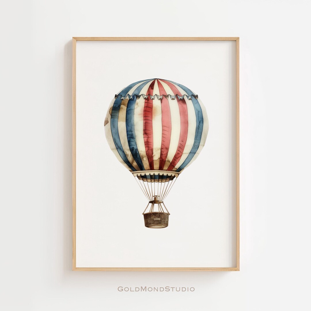 Hot Air Balloon Print, Vintage Poster, Hot Air Balloon Print, Travel ...