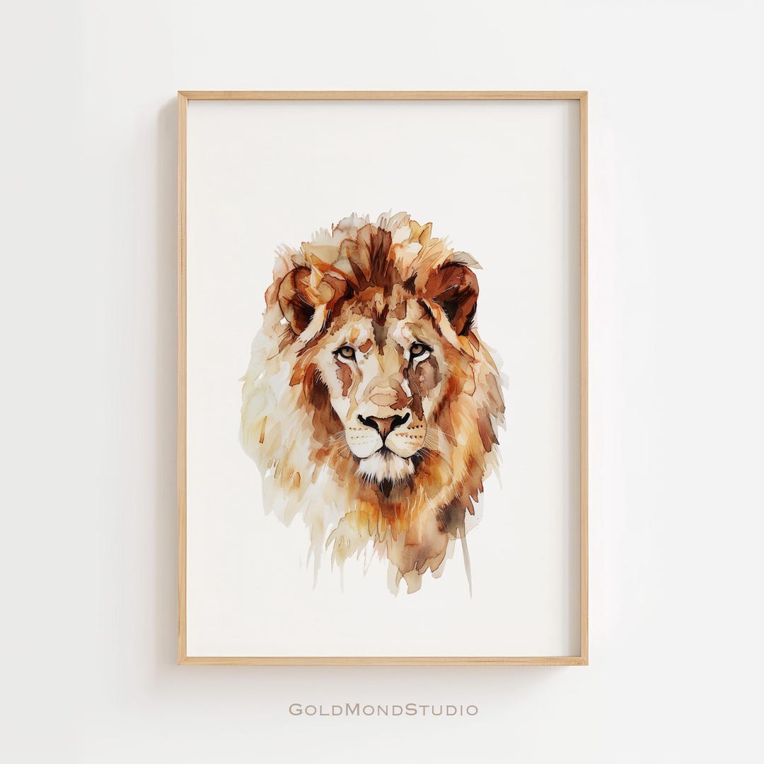 Teen Room Print, Lion Print, Lion Poster, Watercolor Animals ...