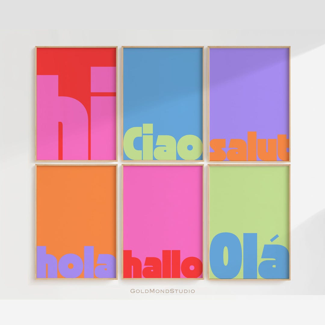 Hi Poster Set, Hi Poster, Ciao Print, Printable Wall Art, Abstract ...