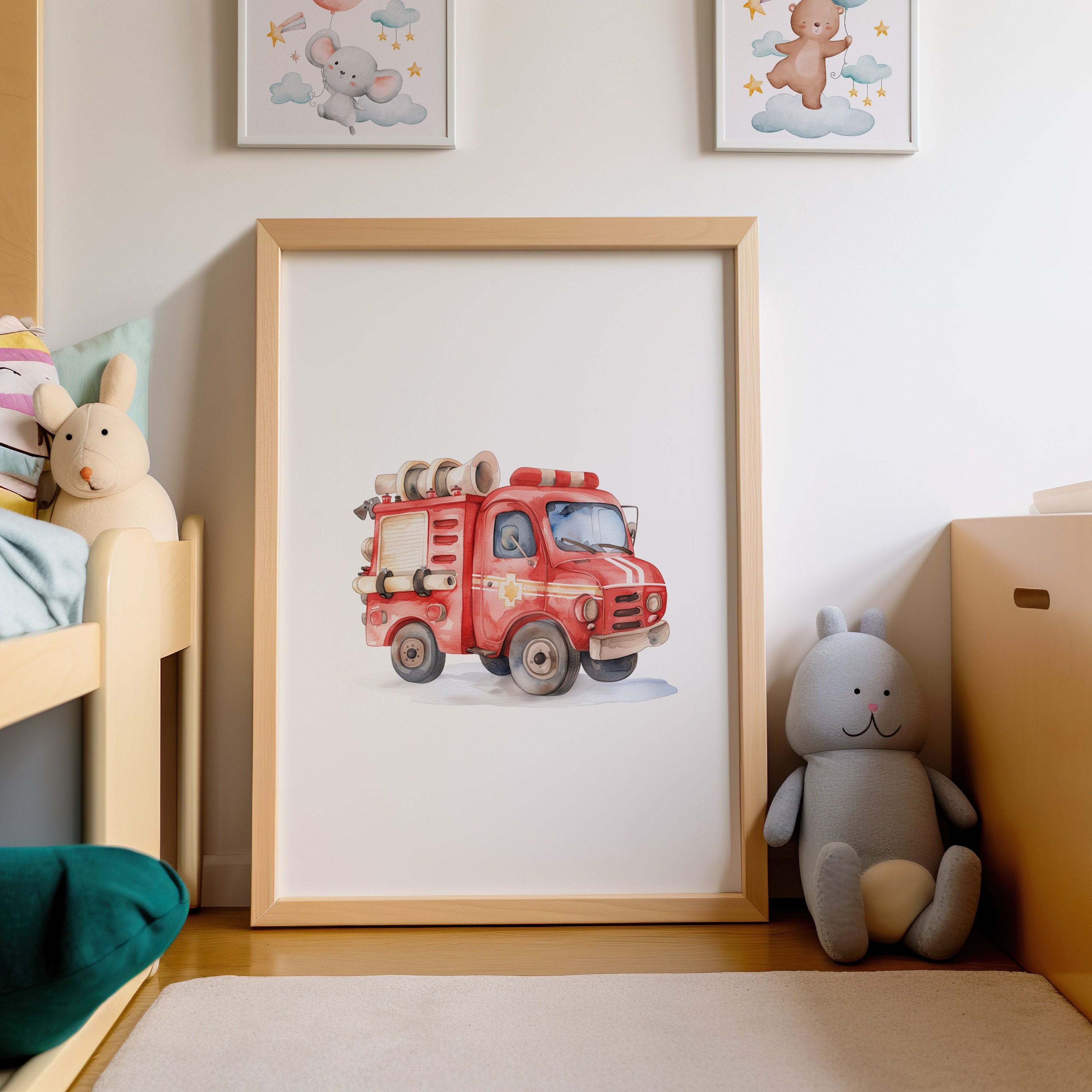 Fire Engine Poster, Fire Truck Print, Nursery Poster, Nursery Wall Art ...