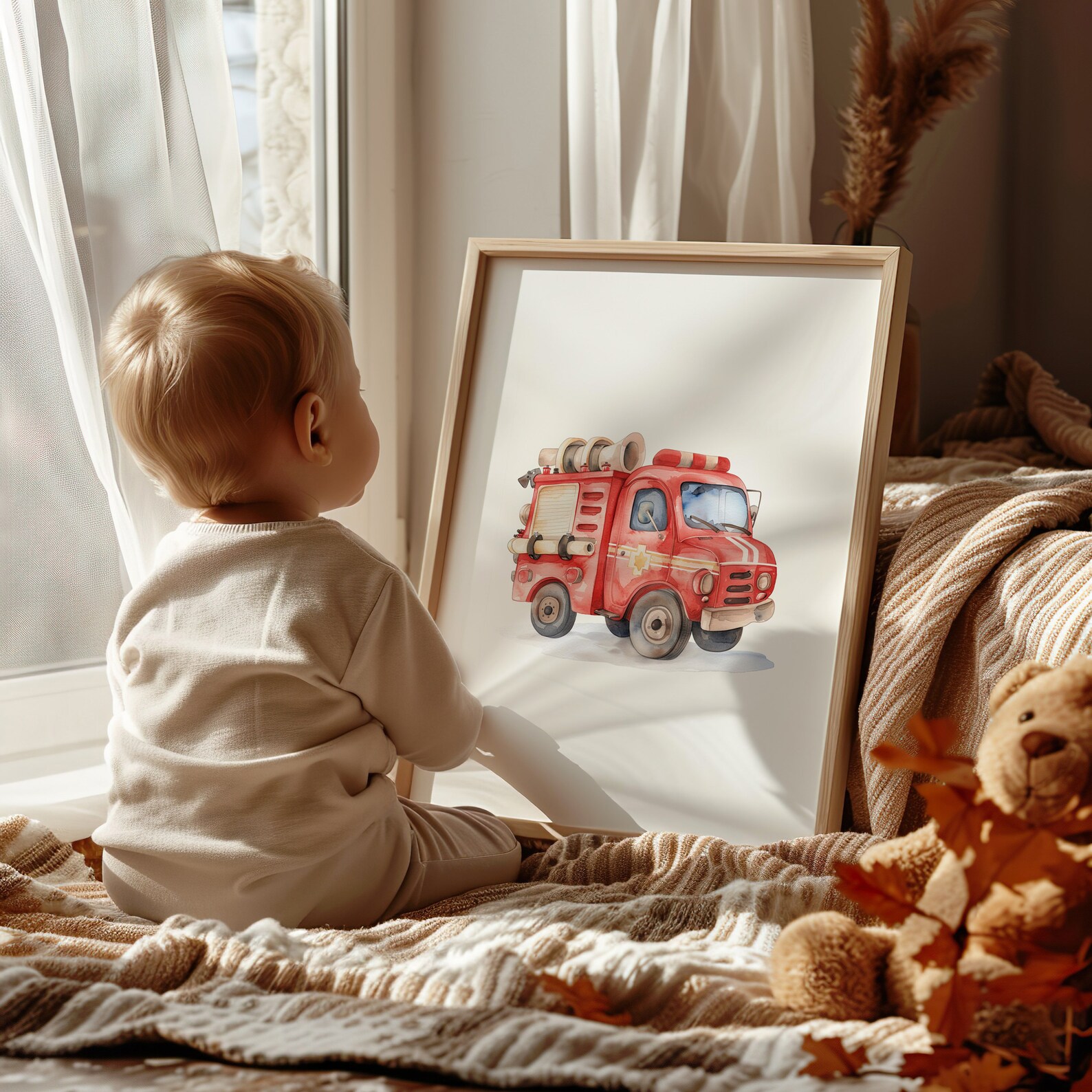 Fire Engine Poster, Fire Truck Print, Nursery Poster, Nursery Wall Art ...