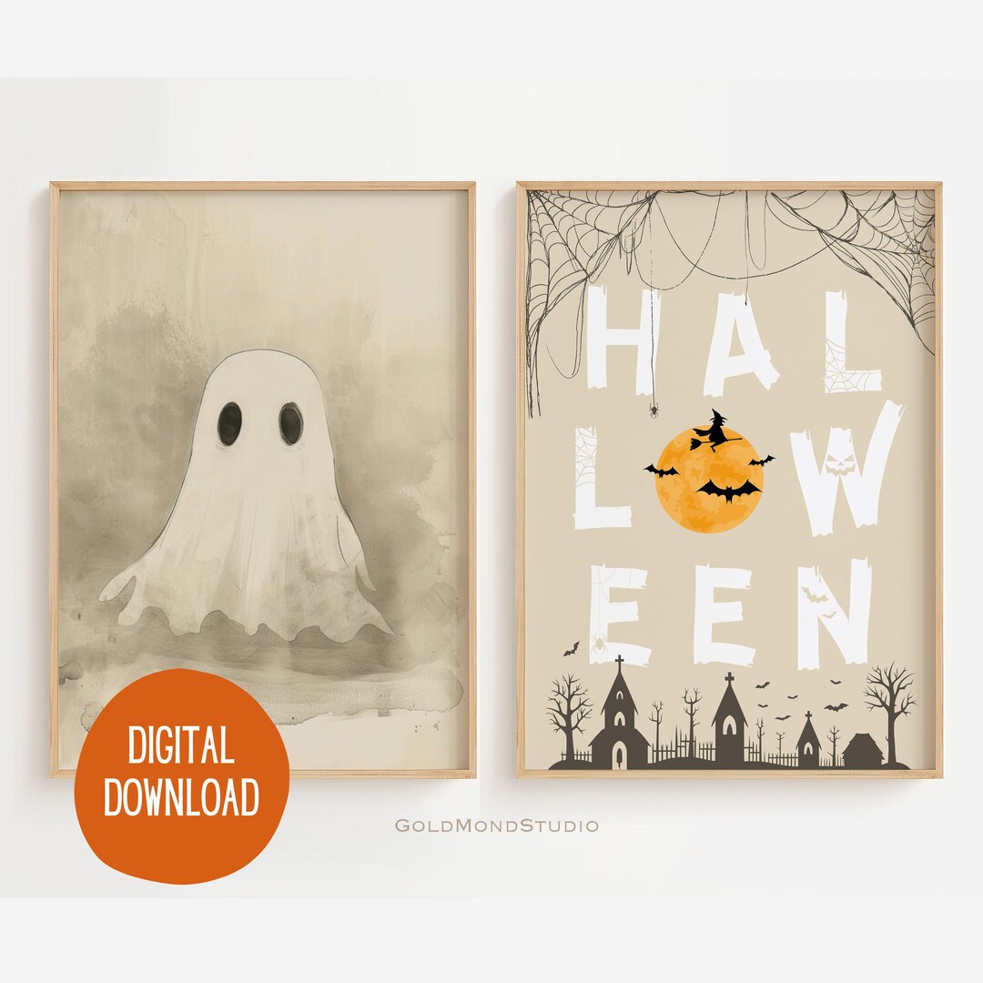 Halloween Poster Set, Halloween Decoration, Ghost Poster, Halloween ...