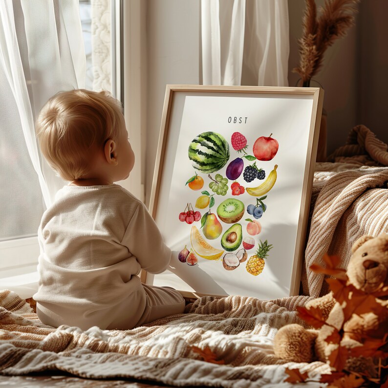 Fruits Poster, Rainbow Fruits, Classroom Poster, Nursery Wall Art ...