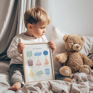Montessori 3D Shapes Poster - Educational Nursery Printable Wall Art ...