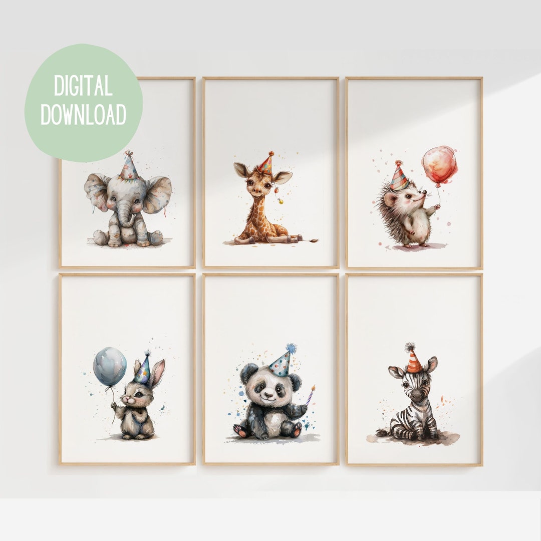 Baby Animal Poster Set, Poster Set, Elephant Print, Nursery Printable ...