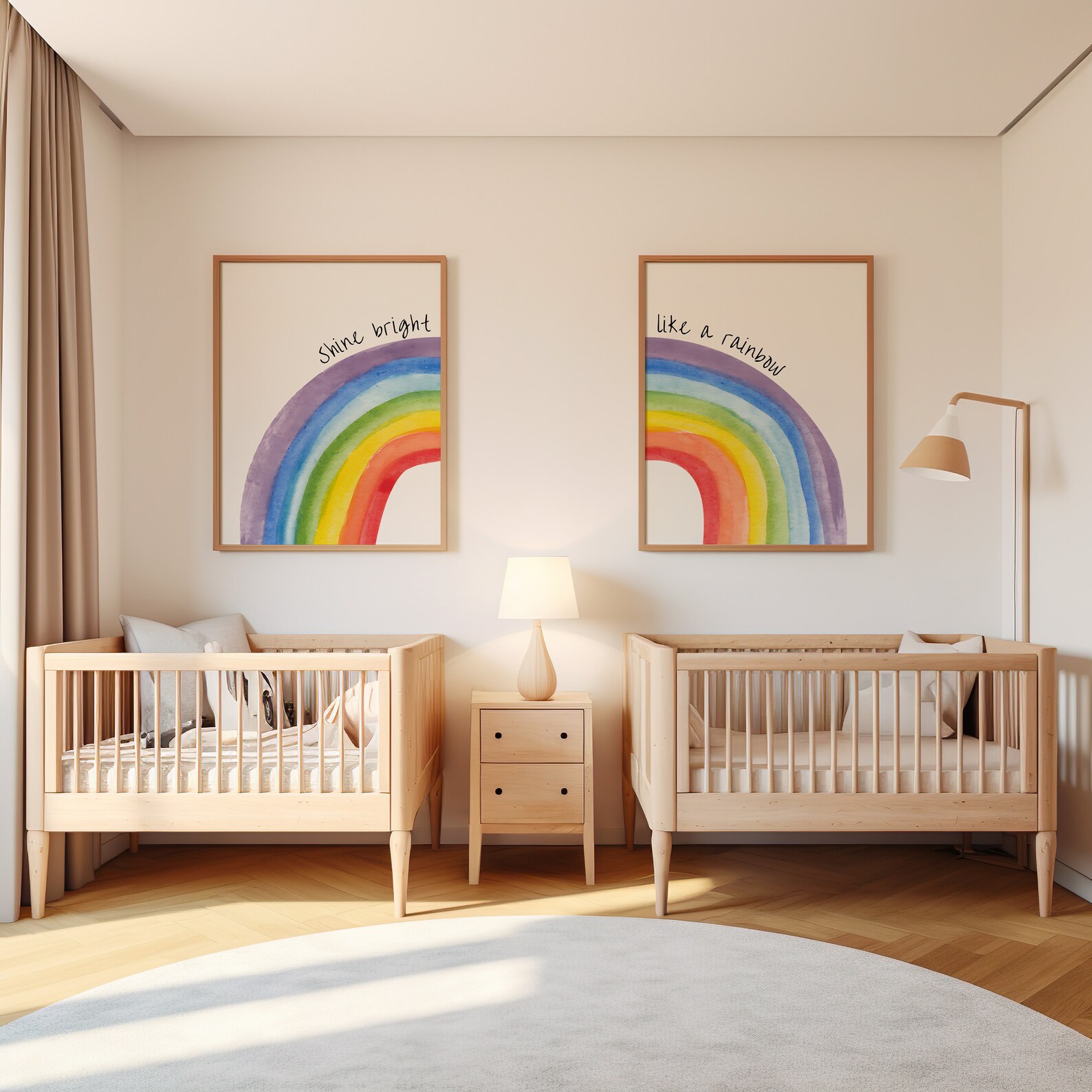Shine Bright Poster Set, Rainbow Poster, Poster Set of 2, Toddler Wall ...