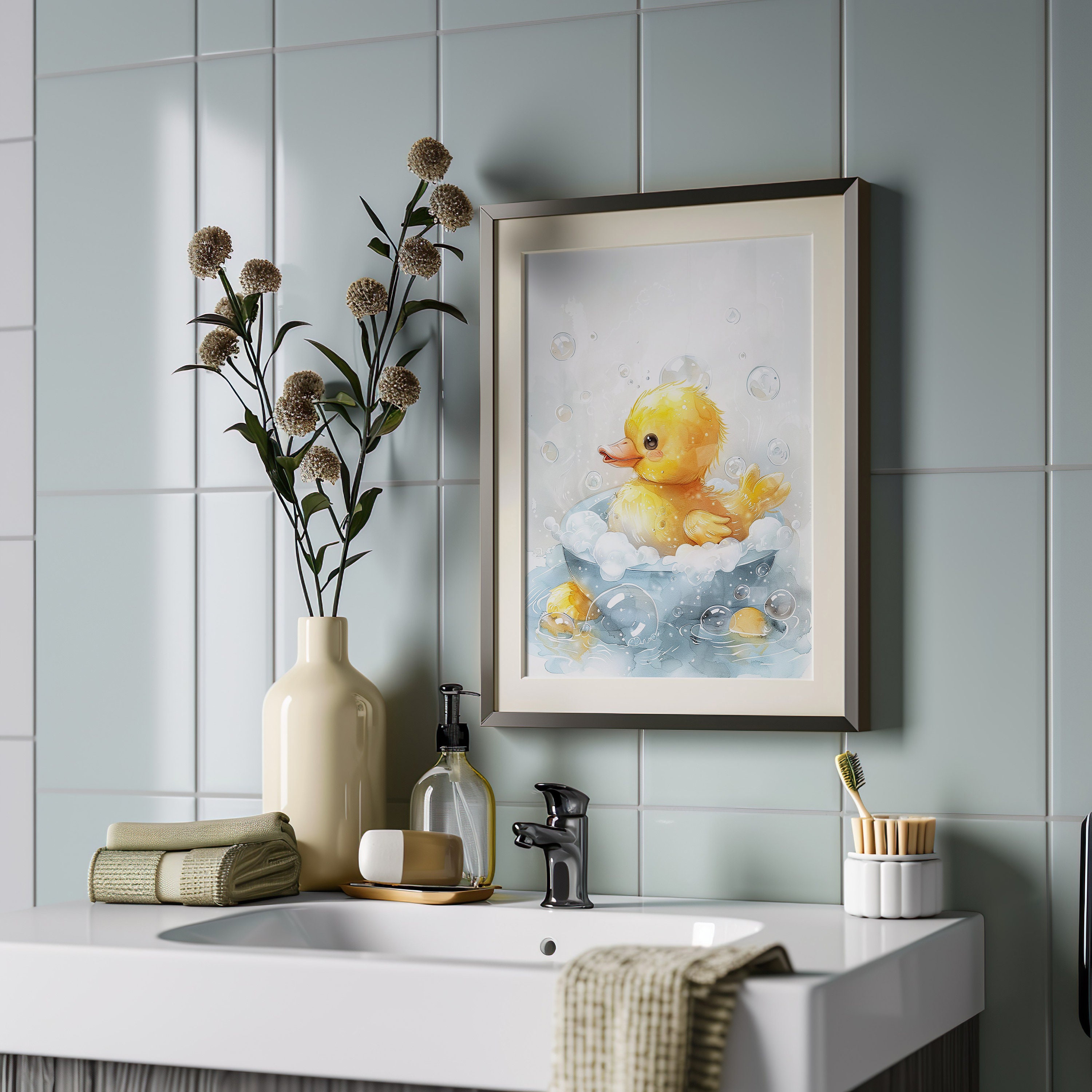 Bathroom Poster, Rubber Duck Poster, Nursery Room Wall Art, Playroom ...