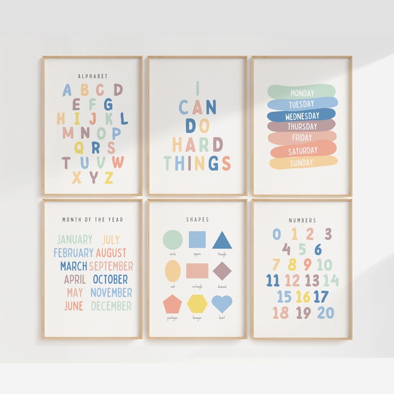 Nursery Decor Bundle, Set of 33 Educational Posters, Classroom Decor ...