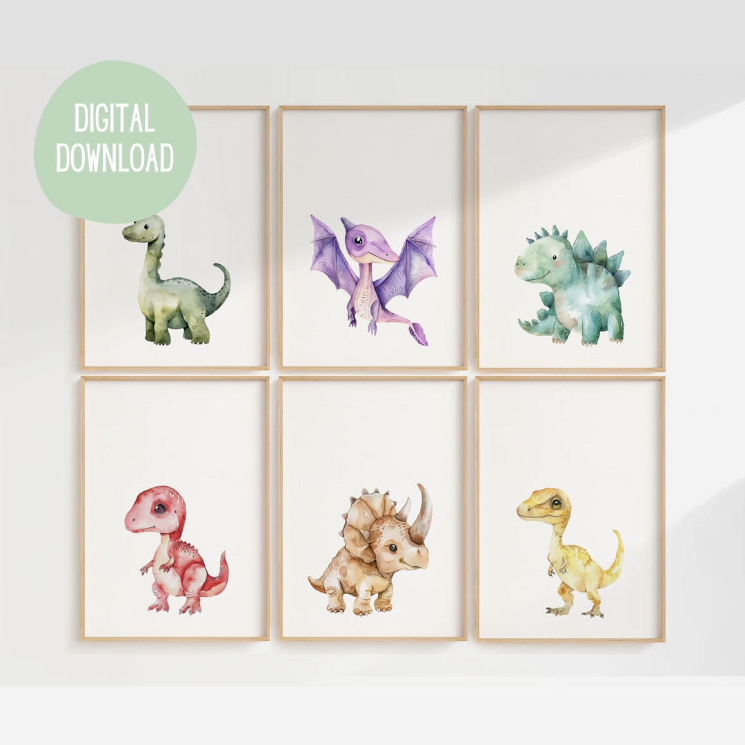 Dinosaur Poster Set, Poster Set, Dinosaur Print, Nursery Printable Wall ...