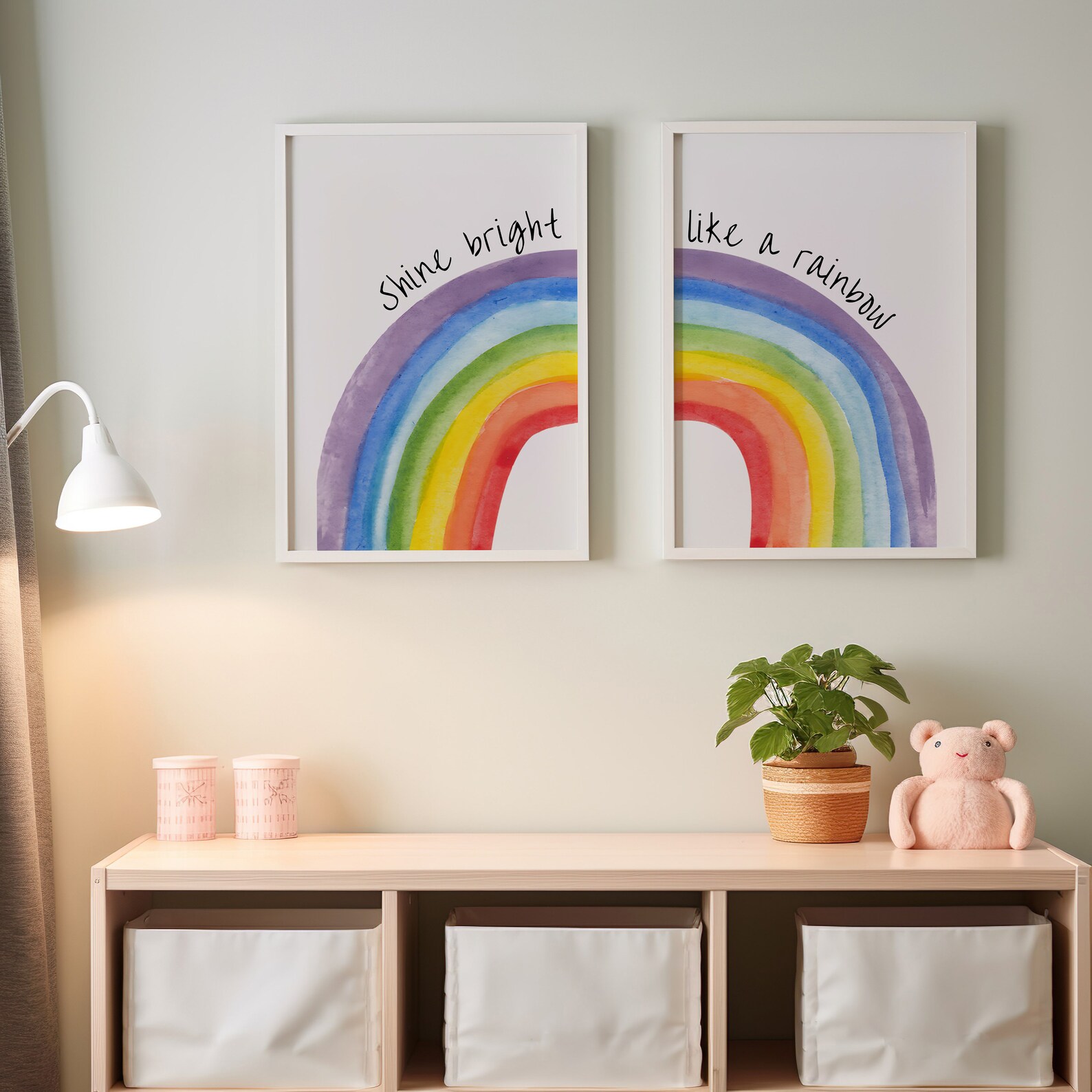 Shine Bright Poster Set, Rainbow Poster, Poster Set of 2, Toddler Wall ...