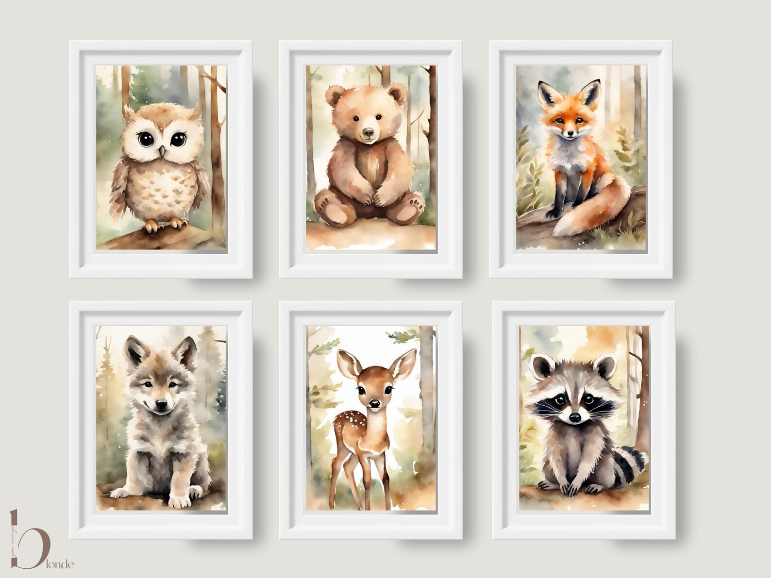 Woodland Animal Digital Prints, Nursery Wall Art, Nursery Decor, Forest ...