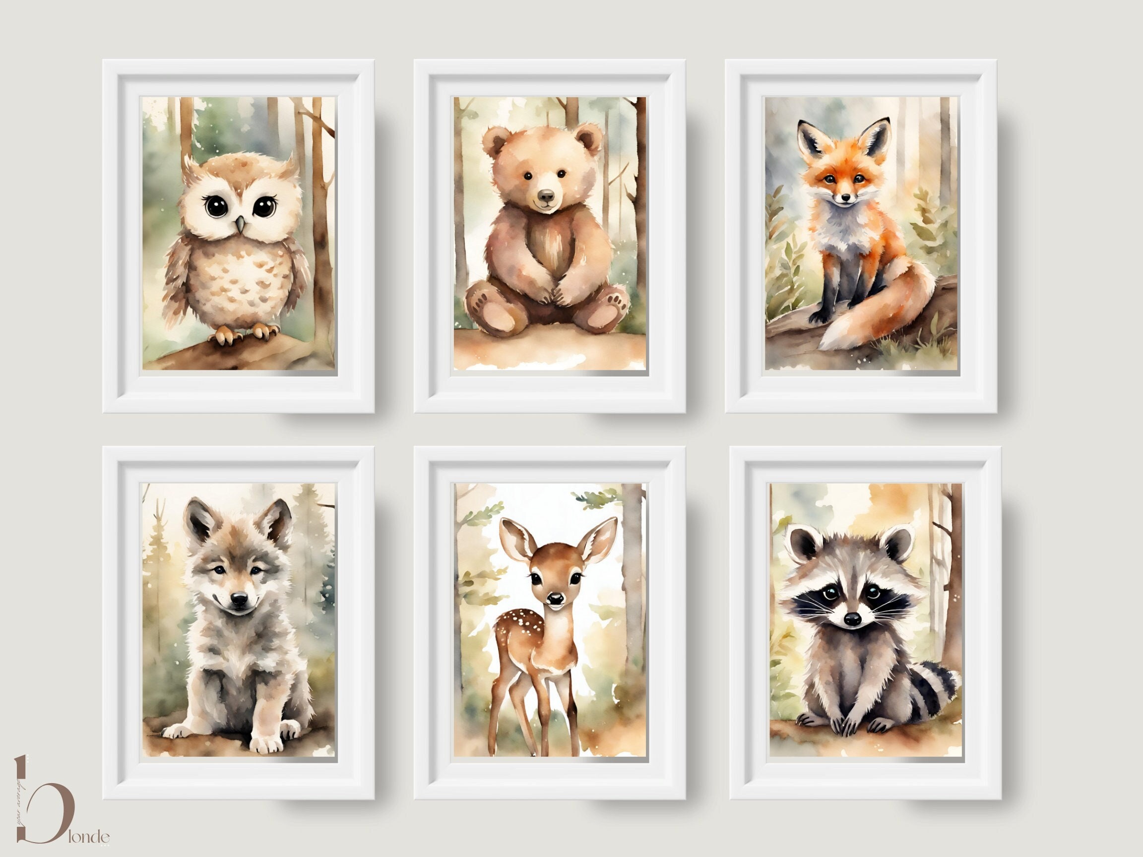 Woodland Animal Digital Prints, Nursery Wall Art, Nursery Decor, Forest ...