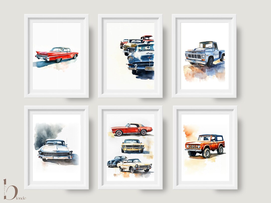 Vintage Vehicle Digital Prints, Watercolor Wall Art, Nursery Decor - Etsy