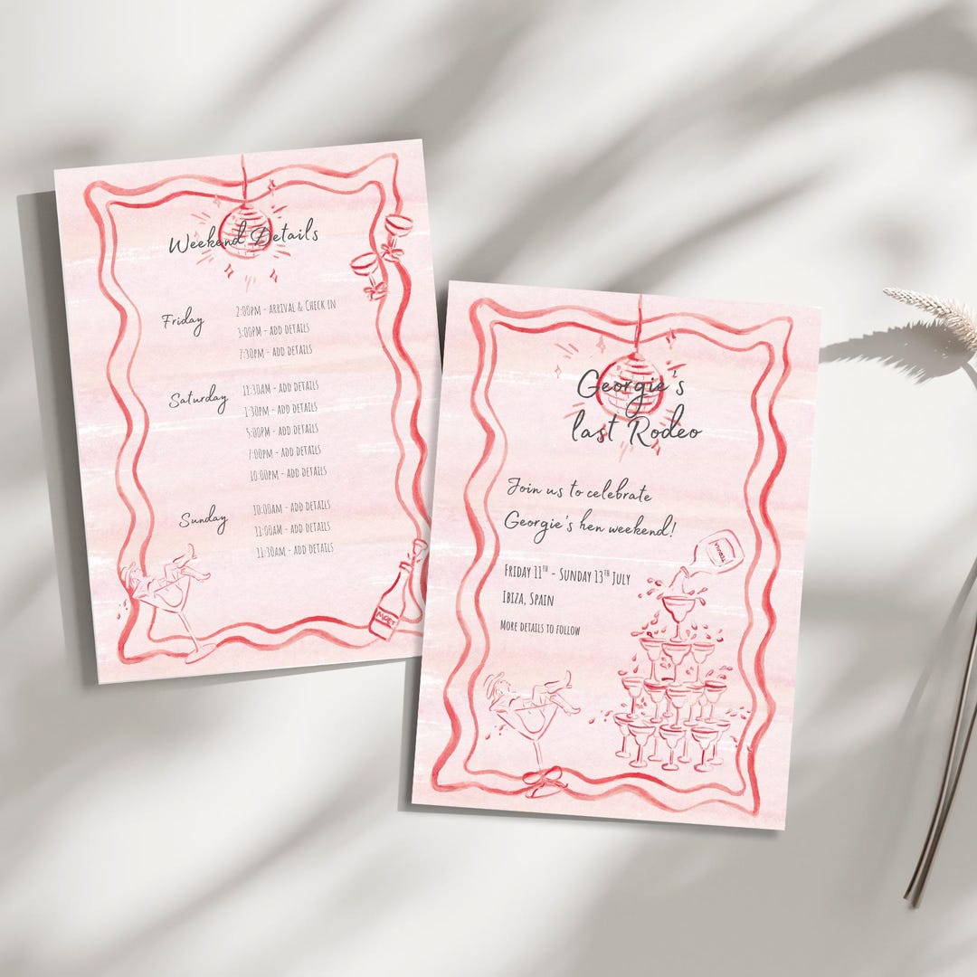 Hen Do Weekend Itinerary | Editable Canva Template | Western ...