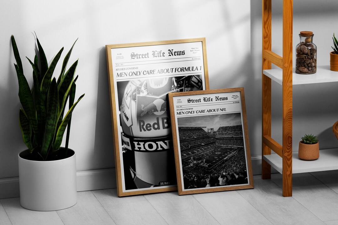 Set of 3 Minimalist Newspaper Posters 'men Only Care About Formula 1 ...