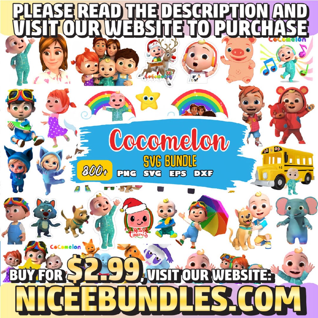 800 Files Cocomelon Bundle, Layered Cartoon Svg,png,pdf, Vector ...