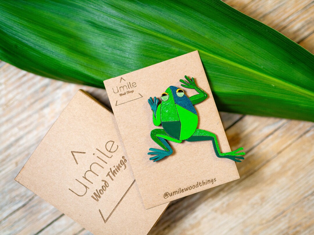Eco-friendly Wooden Frog Pin, Hand Painted, Eco-friendly Pin, Cute ...