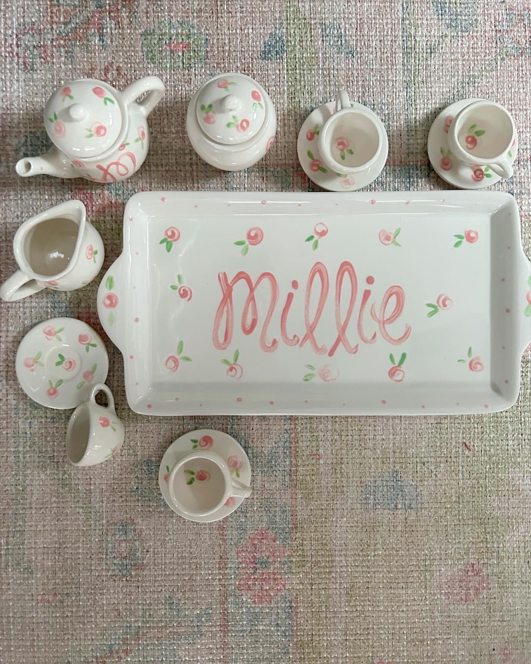 Little Girls Personalized Tea Set With Tray // Lets Have Some Tea ...