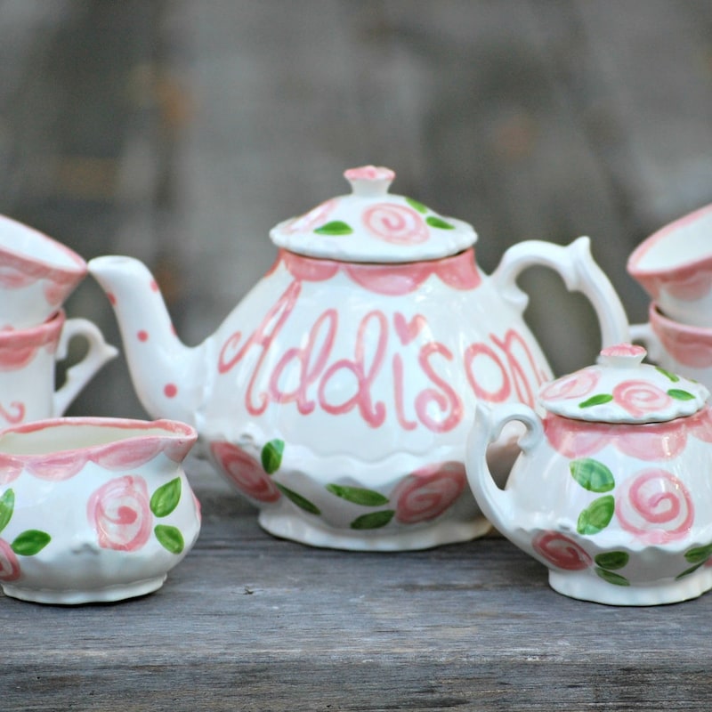 Kids Handpainted Tea Set - Etsy