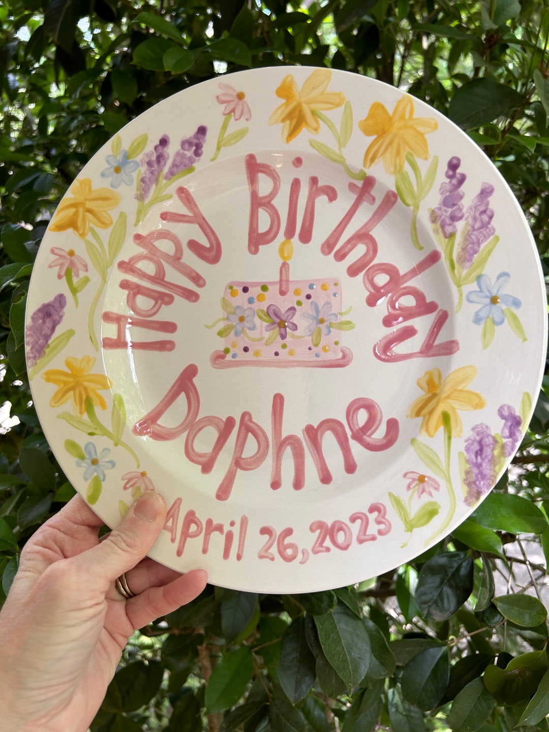 Birthday Plate // Wildflowers Whimsical Girls Personalized First ...