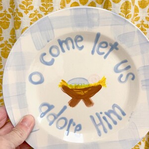 Hand-painted Nativity Plate: Blue & White Ceramic Christmas Decor - Etsy