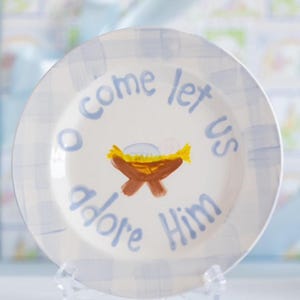 Hand-painted Nativity Plate: Blue & White Ceramic Christmas Decor - Etsy