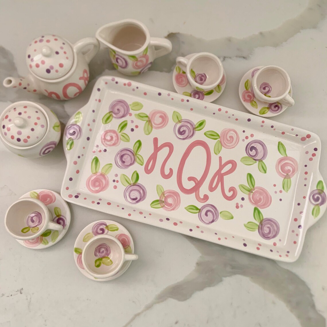 Little Girls Personalized Tea Set With Tray // Lets Have Some | Etsy
