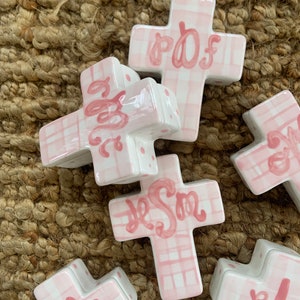 Gingham Monogram Cross Trinket Box // Nursery // Pink // Blue - Etsy