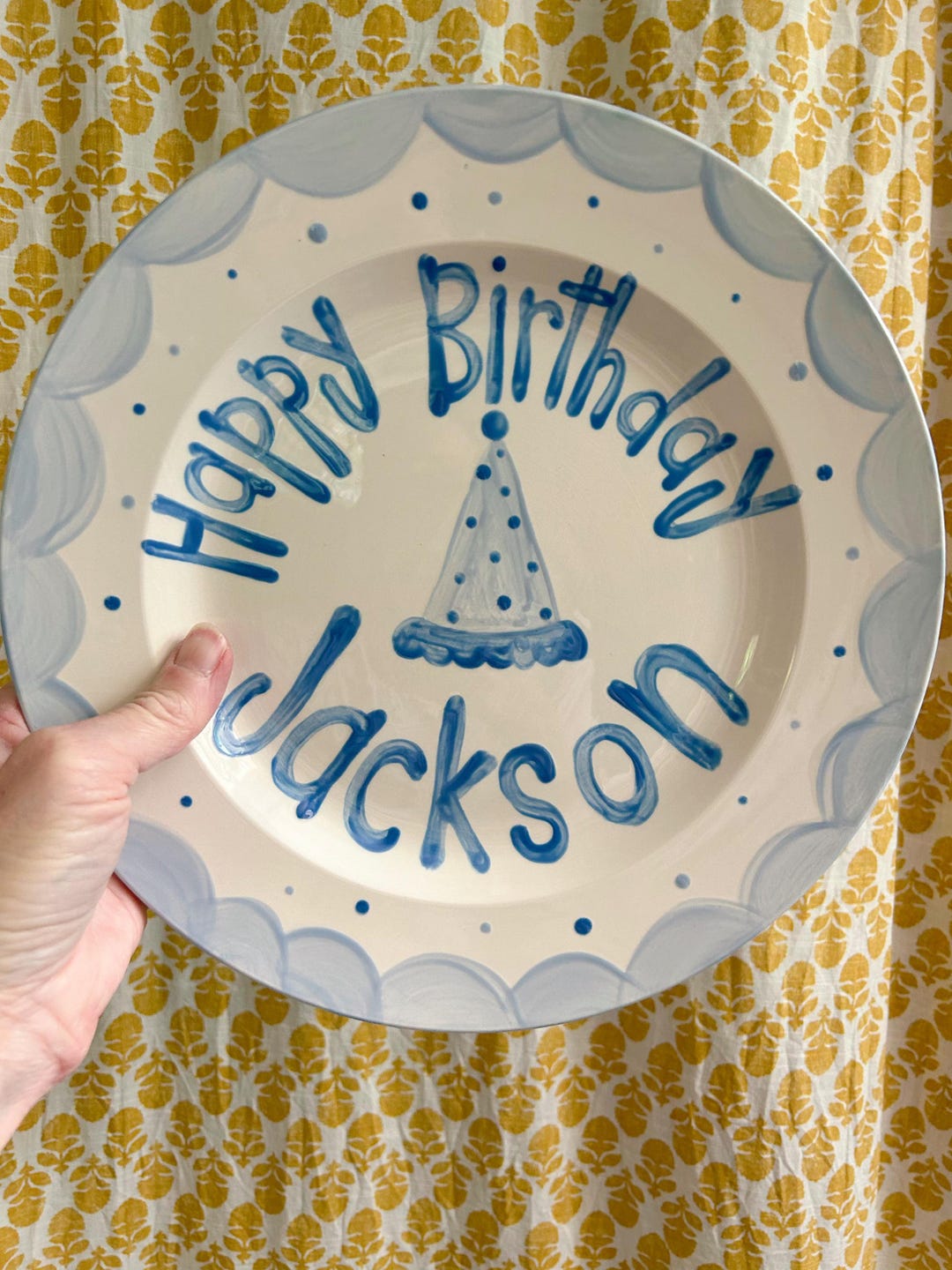 Personalized Boys Birthday Plate: Hand-painted Ceramic Party Hat - Etsy