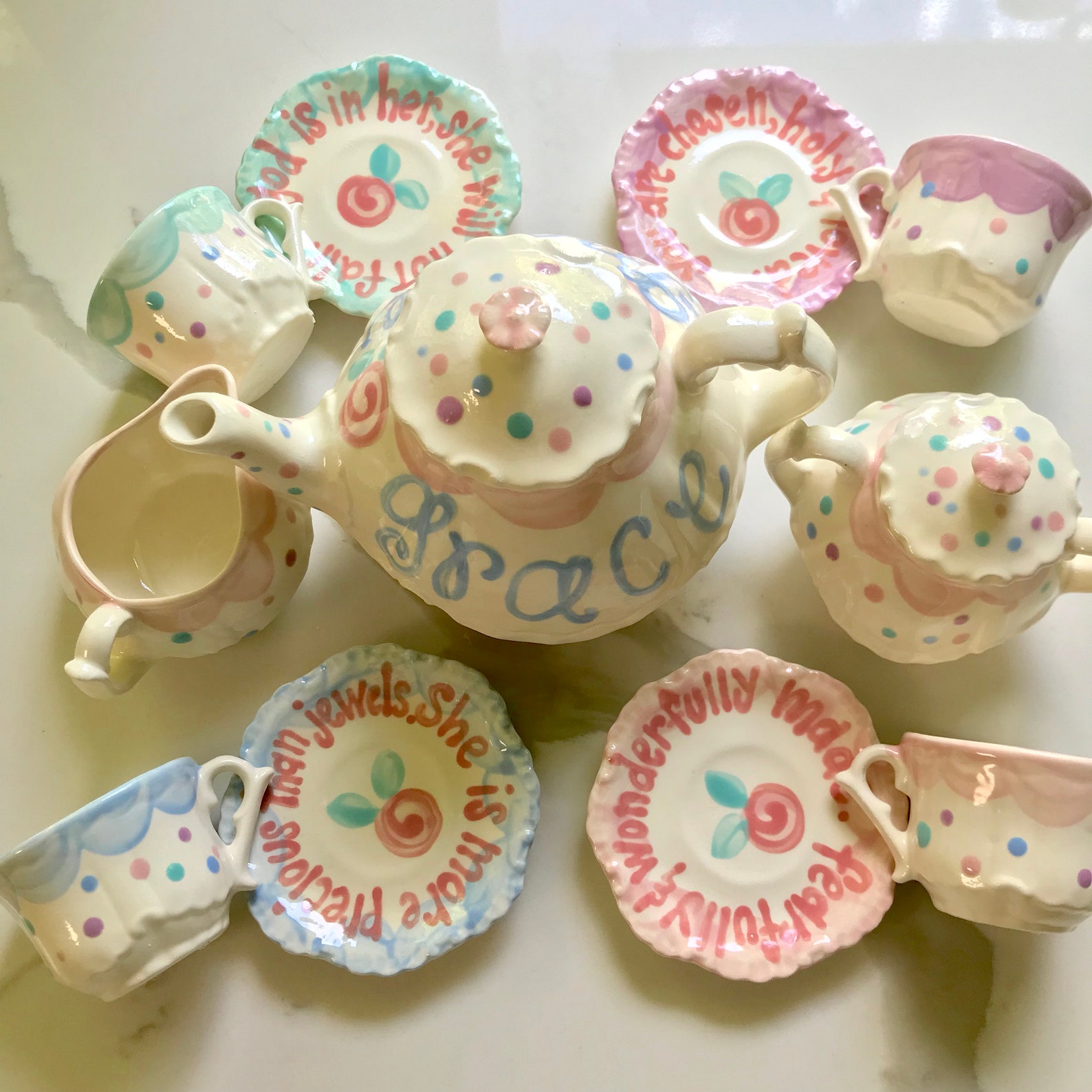 Personalized Tea Set, Handpainted Ceramic Tea Party Set - Etsy