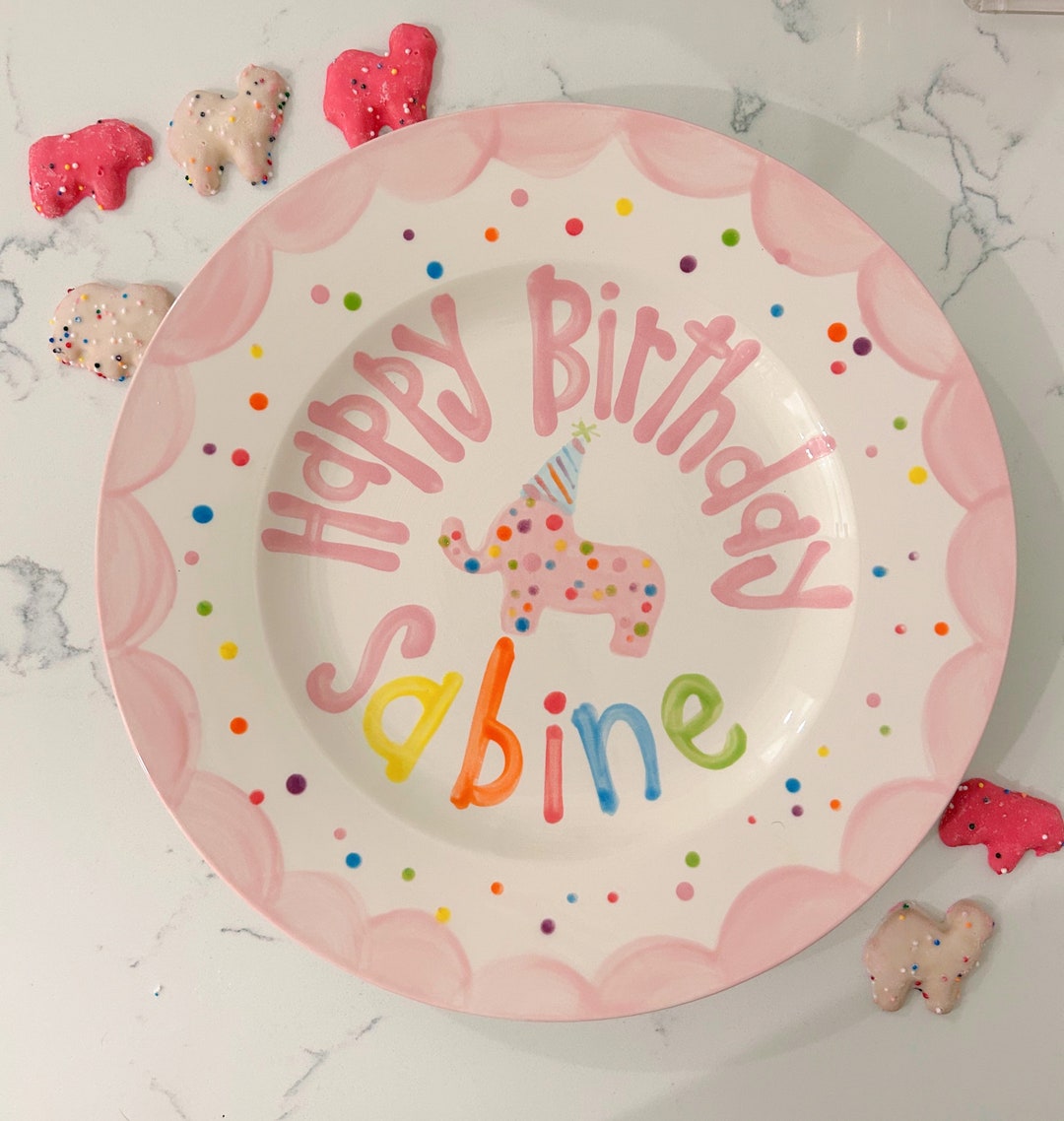 Hand-painted Ceramic Birthday Plate: Animal Cookies Party Animal Theme ...