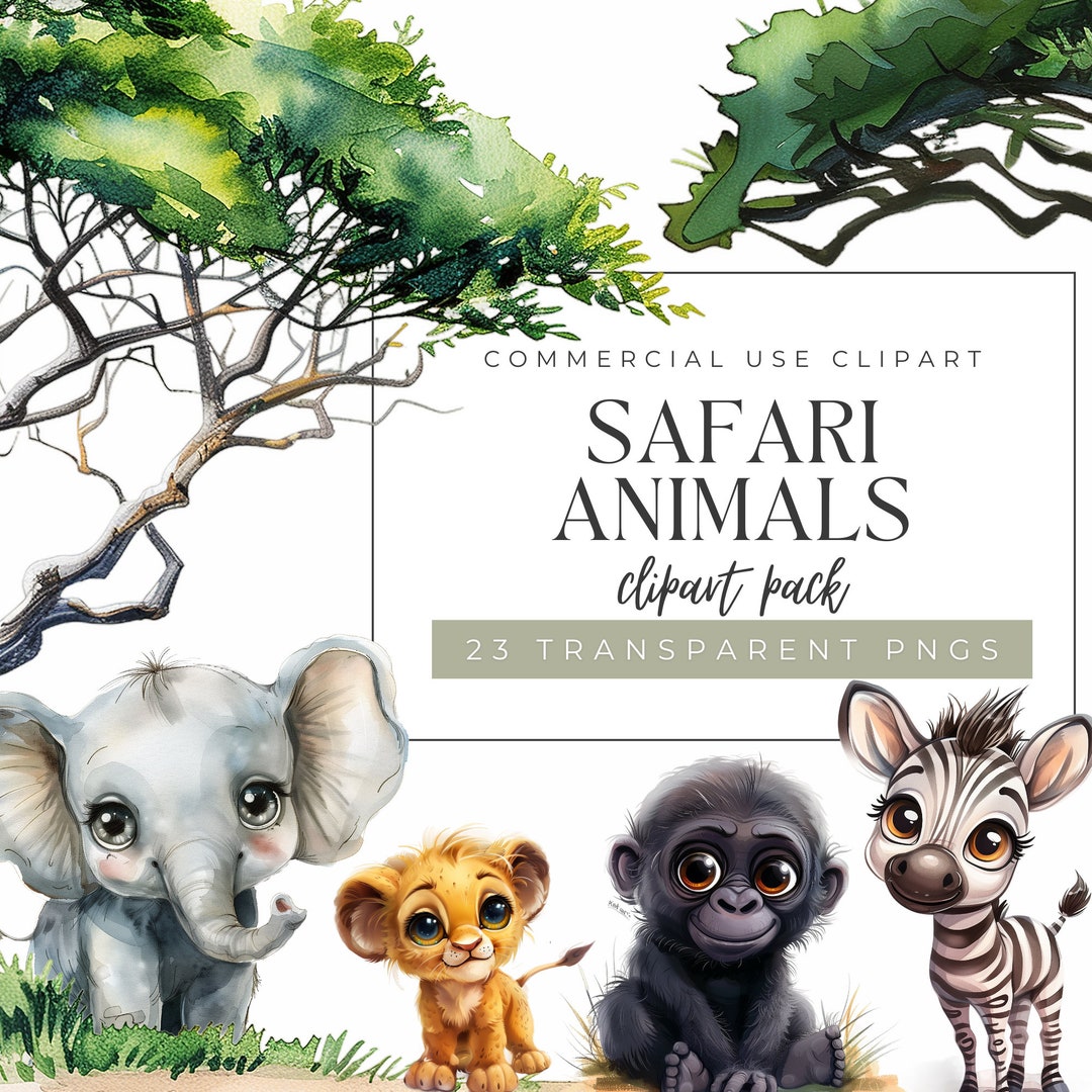 Safari Animals Clipart Pack - Commercial Use - Great for Birthday ...