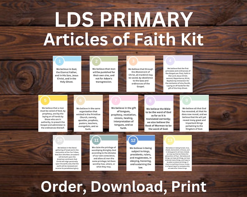 LDS Articles of Faith Printable Kit: Posters, Trackers, Treat Tags (digital Download) - Etsy
