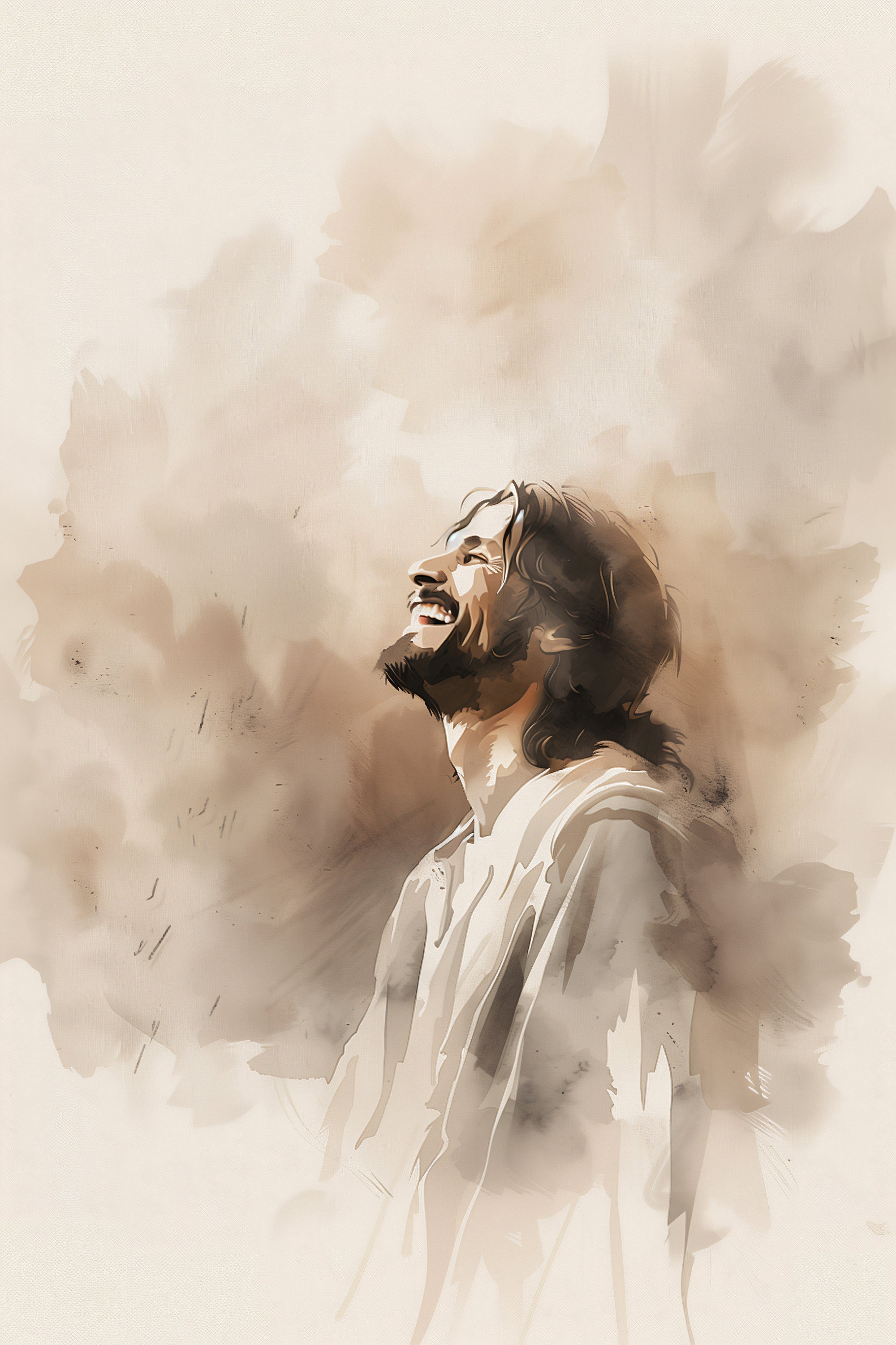Jesus Laughing Digital Print Poster Painting Gift Trendy Living Room ...