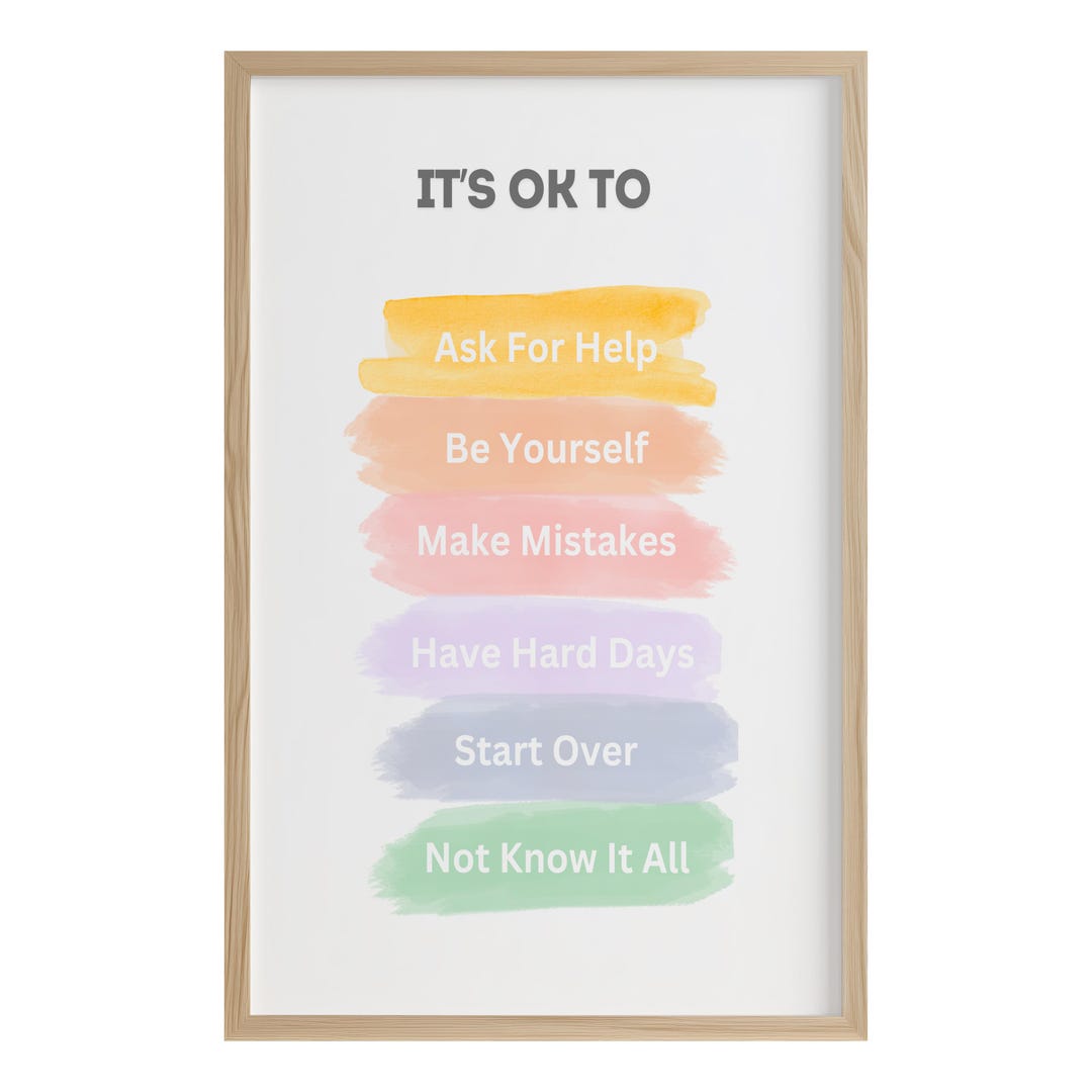 It's Okay to Not Be Okay Poster - Boho Classroom Decor (instant ...