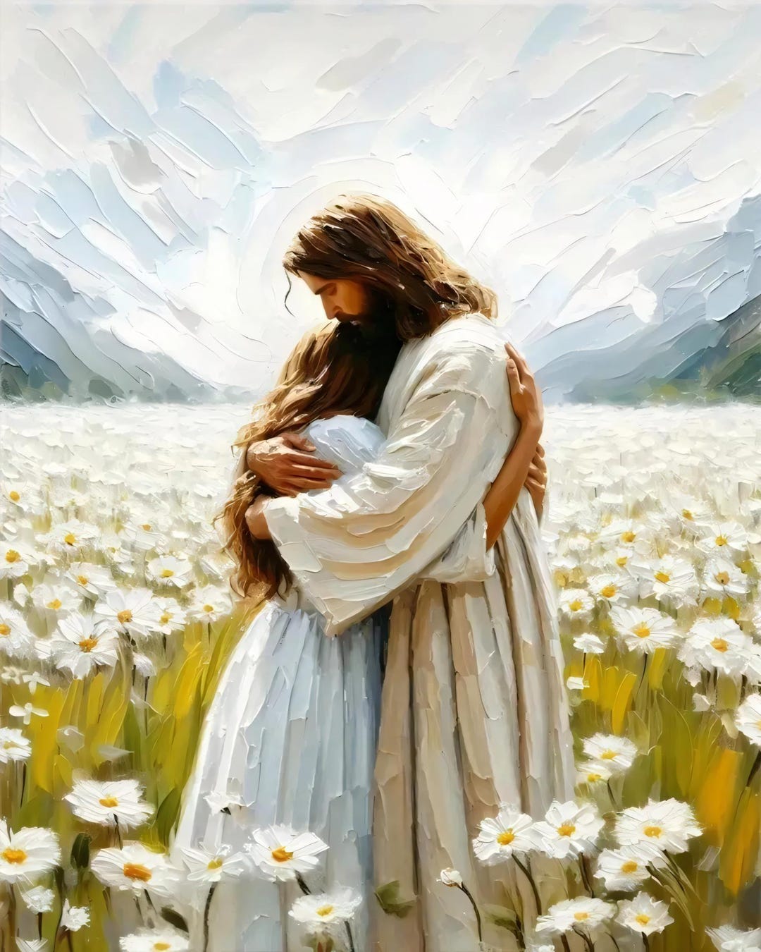 Christian Wall Art Jesus Hugging Woman Jesus Art Bible Art Jesus With ...