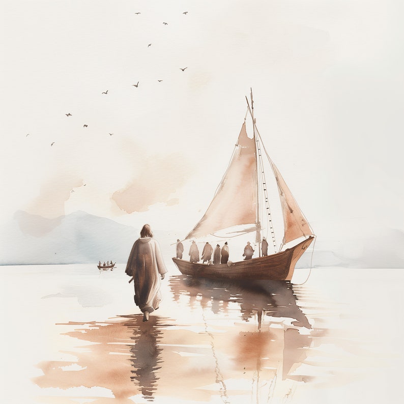Jesus Walking on Water Print: Bible Verse Wall Art (digital Download ...