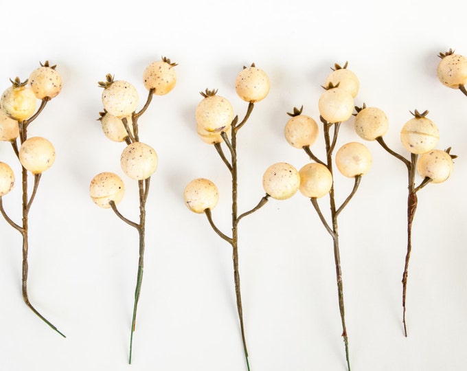 7 OVERSIZED Vintage Inspired Berry Stems in Cream Floral | Etsy