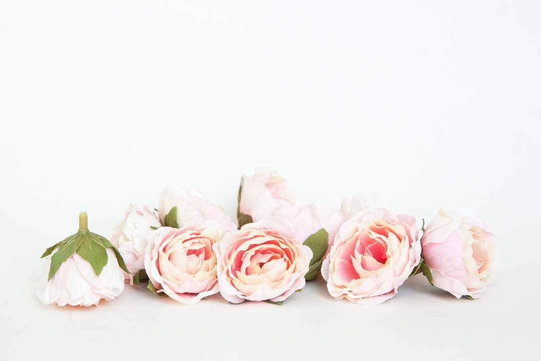 20 Mini Vintage Inspired Ruffled Roses in Pink and White SMALL ...