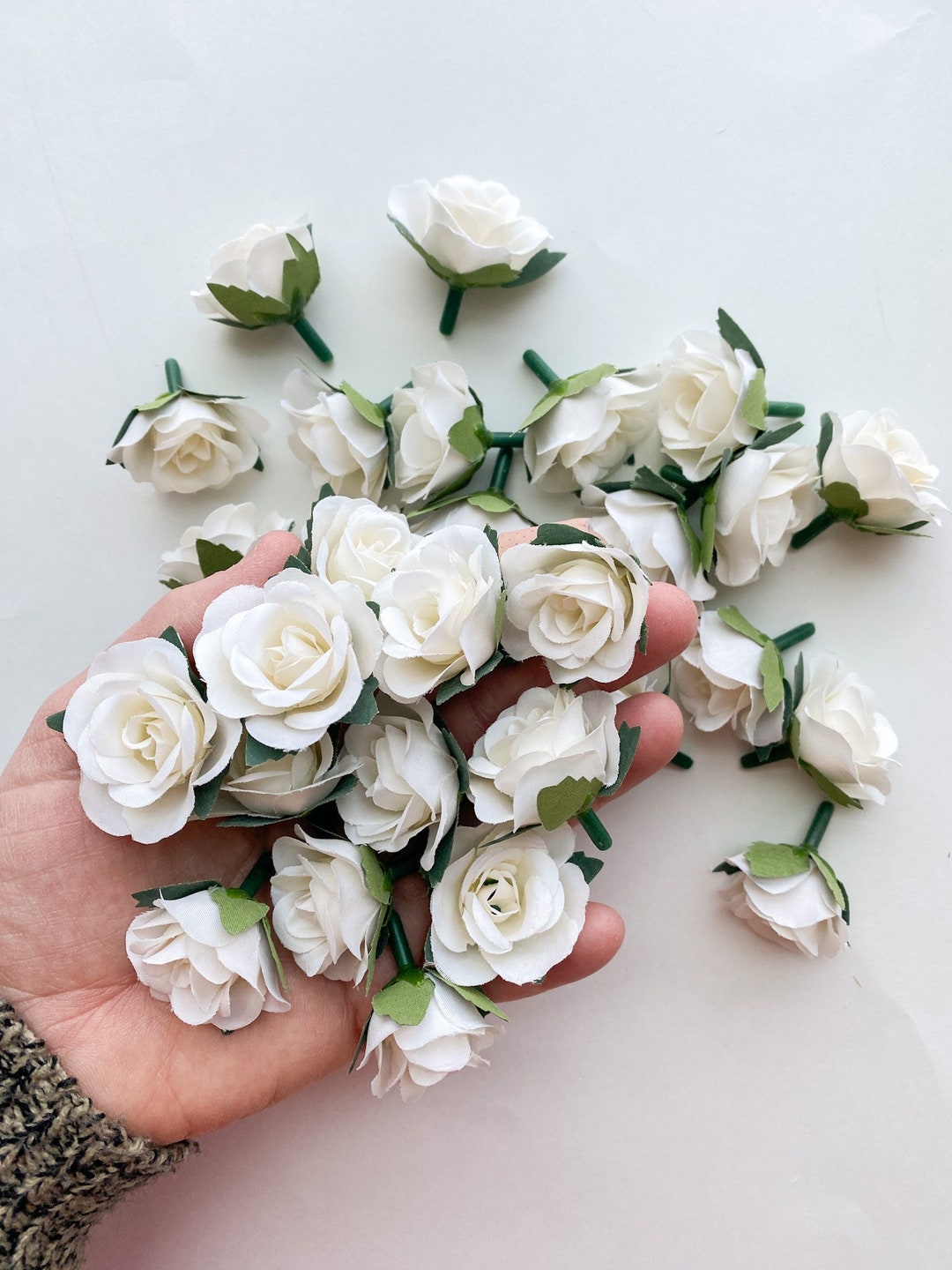 30 Mini Roses In White Ivory Small Artificial Roses Mini Etsy
