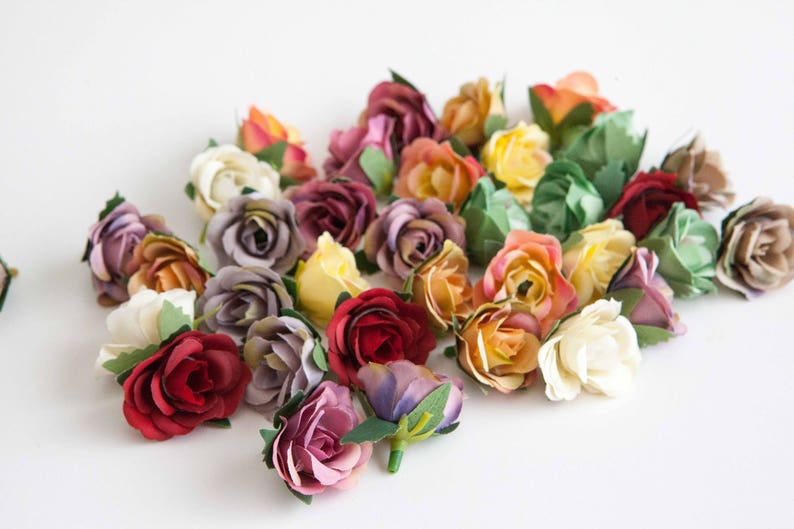 Over 30 Random Mix Mini Roses Small Artificial Roses Read Etsy